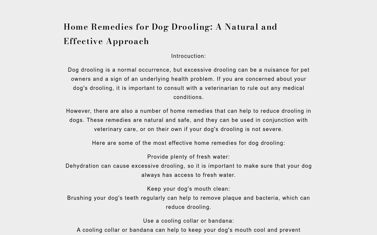 Home Remedies For Dog Drooling